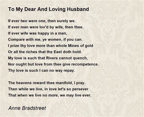 Poem Of The Week To My Dear And Loving Husband By Anne Bradstreet In