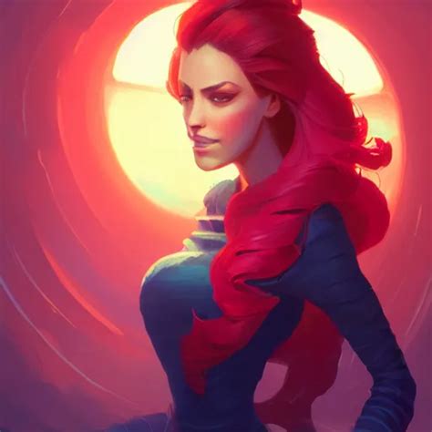 KREA Beautiful Woman With Glowing Red Hair Portrait Maya Ali Mage Gloomhaven Dynamic