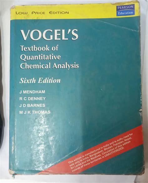 Vogels Textbook Of Quantitative Chemical Analysis Book Land Du