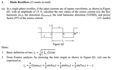 1 Diode Rectifiers 15 Marks In Total A In A Single Phase Rectifier