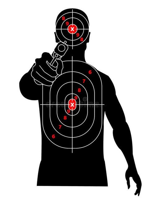 Alvo Humano Da Arma No Fundo Branco Silhueta De Um Homem Ilustração do