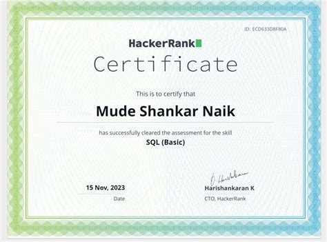 Shankar Naik On Linkedin Hackerrankadvancedsql Sqlmaster