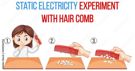 Static Electricity With Hair Comb Science Experiment Stock Vector Adobe Stock