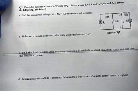 SOLVED Texts The Following Points A Find The Open Circuit Voltage V Between The A B