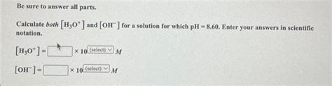 Solved Be Sure To Answer All Parts Calculate Both H O And Chegg Com