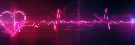 Neon Heartbeat EKG Pulse Line Abstract Abstract Glowing Neon Heartbeat Pulse Line With A Hear