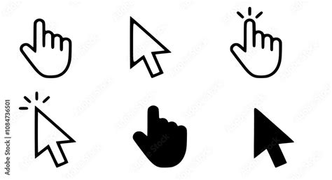 Ilustración De Stock Computer Mouse Click Cursor Gray Arrow Icons Set