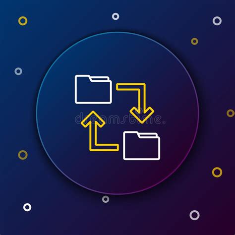 Line Cloud Storage Text Document Folder Icon Isolated On Blue