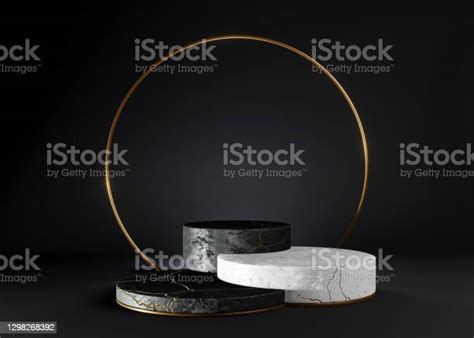 검은 색 배경에 검은 색과 흰색 대리석 연단의 3d 렌더링 그림 배경 주제에 대한 스톡 사진 및 기타 이미지 배경 주제