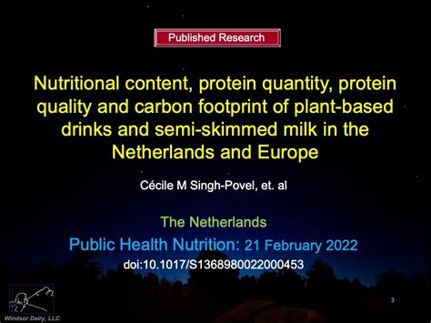 Windsor Dairy Nutritional Content Protein Quantity Protein Quality