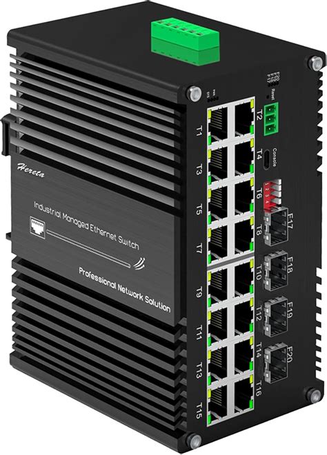 Amazon Com Hereta Industrial Hardened 16 Port Gigibit Managed Fiber PoE Ethernet Switch 16 X