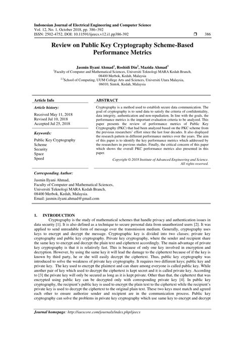 Pdf Review On Public Key Cryptography Scheme Based Performance Metrics