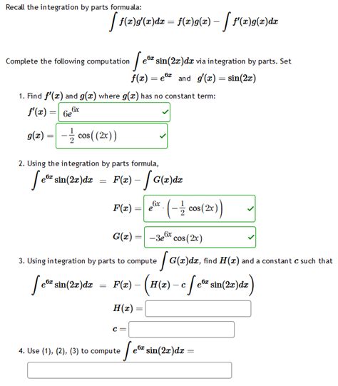 Solved Recall The Integration By Parts Formuala