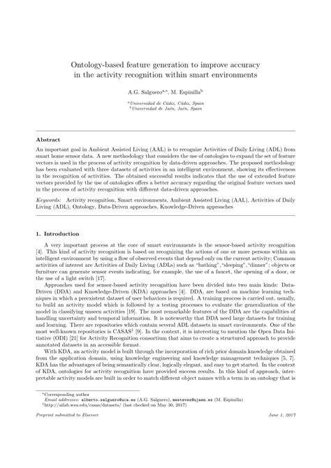 Pdf Ontology Based Feature Generation To Improve Accuracy Of Activity Recognition In Smart