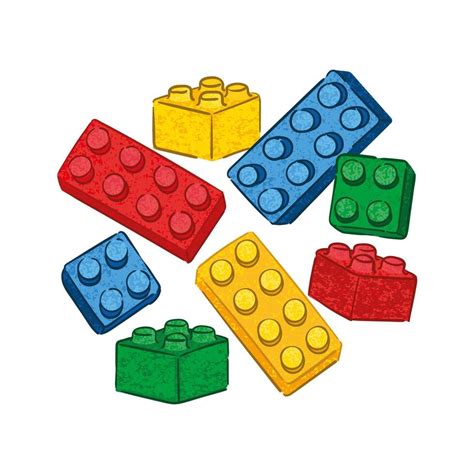 Textured Colorful Illustration Of Block Toy Brick Details Isolated On