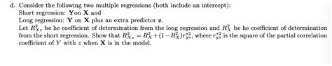 solved d consider the following two multiple regressions