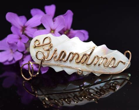 Vintage 1940s Grandma Brooch Pin Carved Mother Of Pearl Brooch Gold