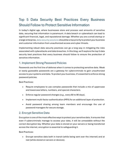 Ppt Top 5 Data Security Best Practices Every Business Should Follow To Protect Sensitive