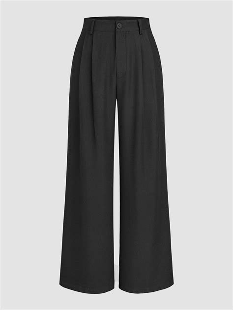 Solid Straight Wide Leg Pants Ahaselected