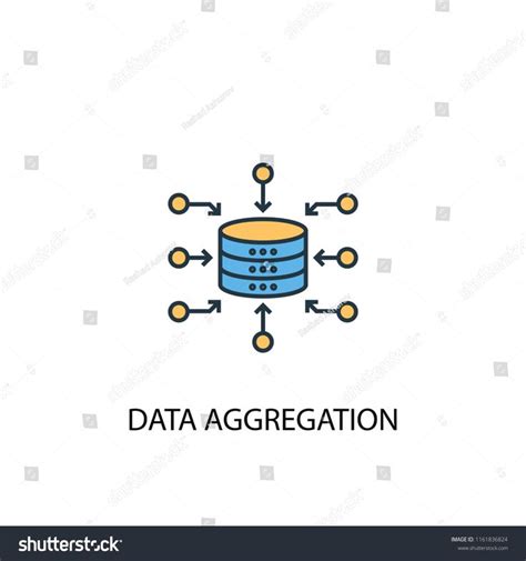 Data Aggregation Concept 2 Colored Line Icon Simple Yellow And Blue Element Illustration Data