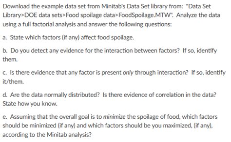 Solved Download The Example Data Set From Minitabs Data Set