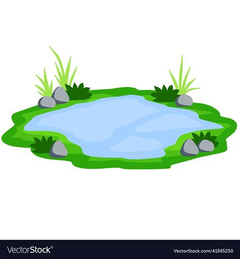 Pond And Swamp Lake Landscape With Grass Vector Image On Vectorstock In