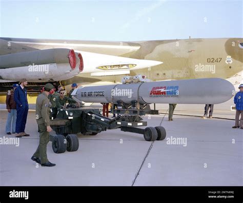 An Agm 109 Tomahawk Air Launched Cruise Missile Is Unloaded From A B 52