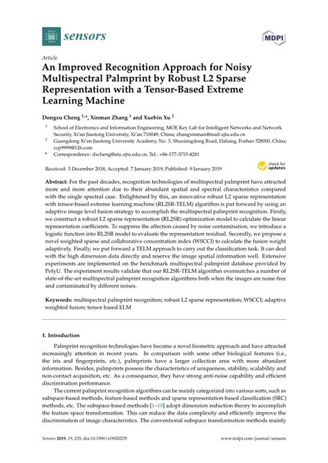 Pdf An Improved Recognition Approach For Noisy Multispectral Palmprint By Robust L2 Sparse