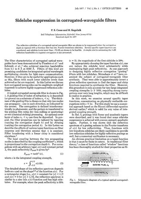 Pdf Sidelobe Suppression In Corrugated Waveguide Filters Dokumentips