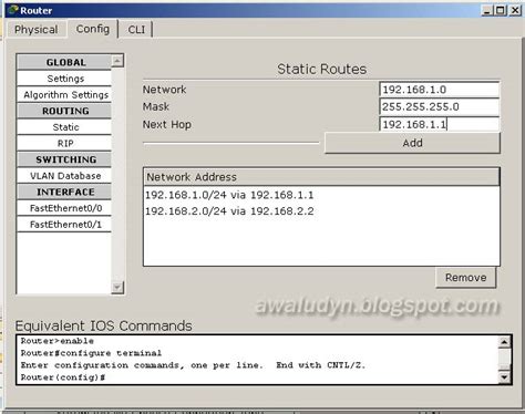 Konfigurasi Static Routing Tanpa Cli Command Line Interface
