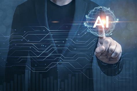 정장 터치 인공 지능 ai 및 비즈니스 iot 개념에서 인공 지능 사업가의 지도하에 비즈니스 비즈니스 프로세스 관리에 인공 지능