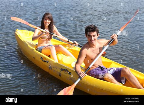 Couple In A Canoe Stock Photo Alamy
