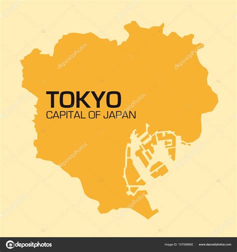 일본 수도 도쿄의 간단한 개요 지도 Stock Vector By ©lesniewski 157506892