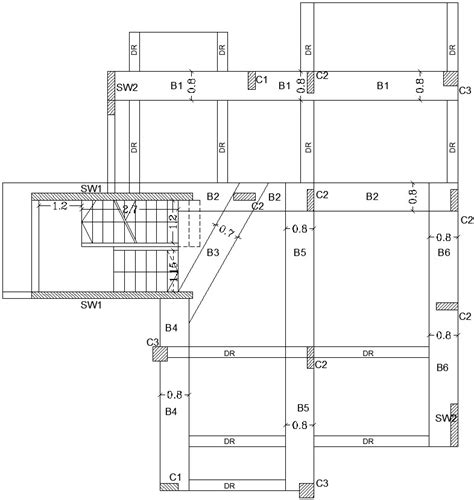 Stairs Column Reinforcement Layout In Autocad Dwg File