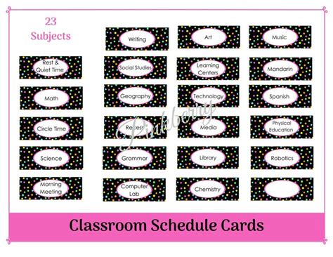 Classroom Schedule Cards Printable And Resizable Cards Etsy