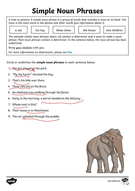 Solution Simple Noun Phrases Activity Sheets Studypool