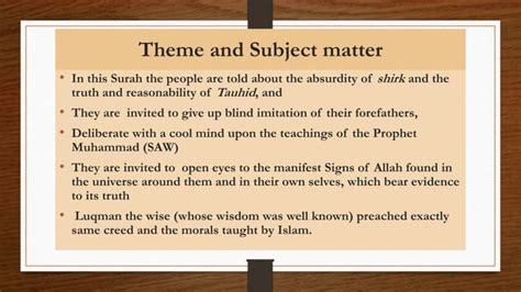 10 Advices Of Luqman To His Son Ppt