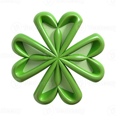 Extraordinary Rare Symmetrical Outline Of A Four Leaf Clover Geometric Design Flat Color With
