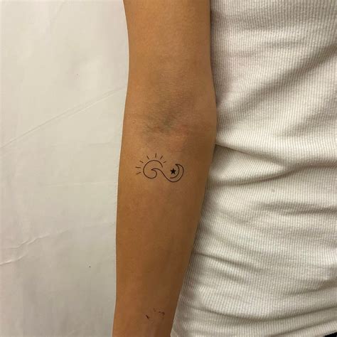 Fine Line Sun And Moon Temporary Tattoo Set Of 3 Beach Temporary