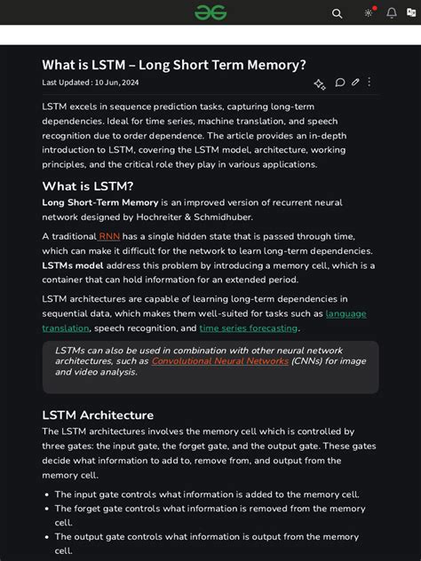 What Is Lstm Long Short Term Memory Geeksforgeeks Pdf