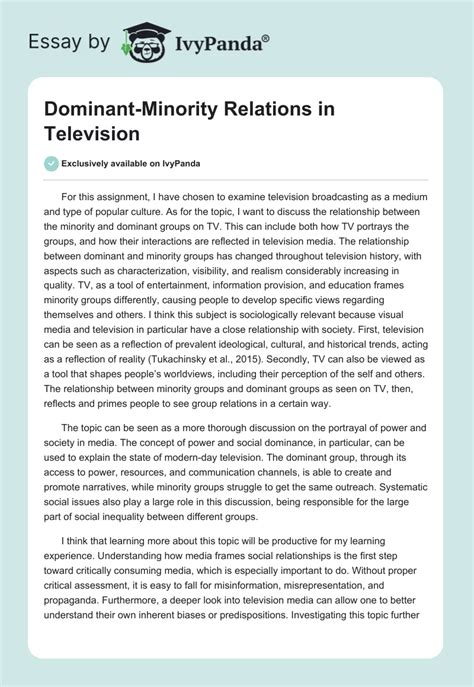 Dominant Minority Relations In Television 559 Words Essay Example