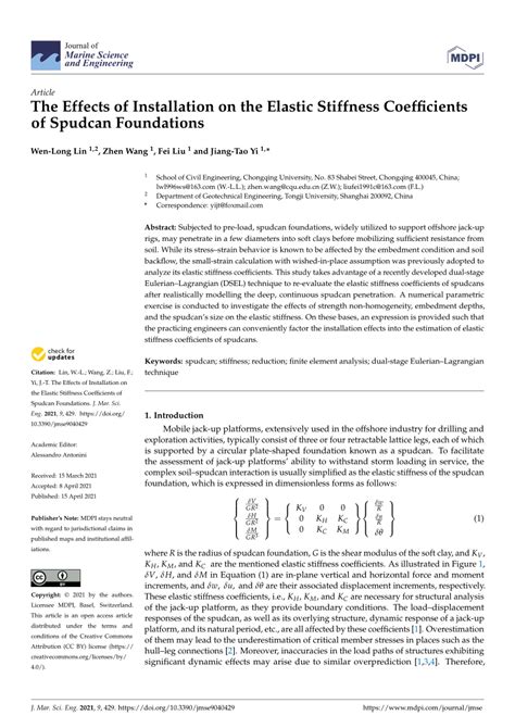 Pdf The Effects Of Installation On The Elastic Stiffness Coefficients