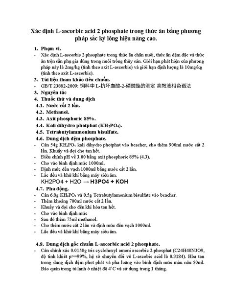 S O P Assay L Ascorbic Acid Xác định L Ascorbic Acid 2 Phosphate Trong Thức ăn Bằng Phương