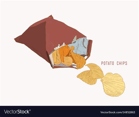 Potato Chips Packaging Bag Chip Sketch Royalty Free Vector