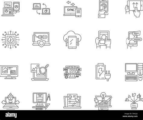 Automation Line Icons Signs Vector Set Outline Illustration Concept Stock Vector Image Art