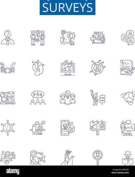 Surveys Line Icons Signs Set Design Collection Of Survey Polls Questionnaires Samples