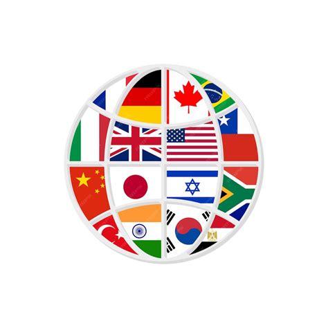 Premium Vector Globe Countries Flags In Flat Style Vector Illustration