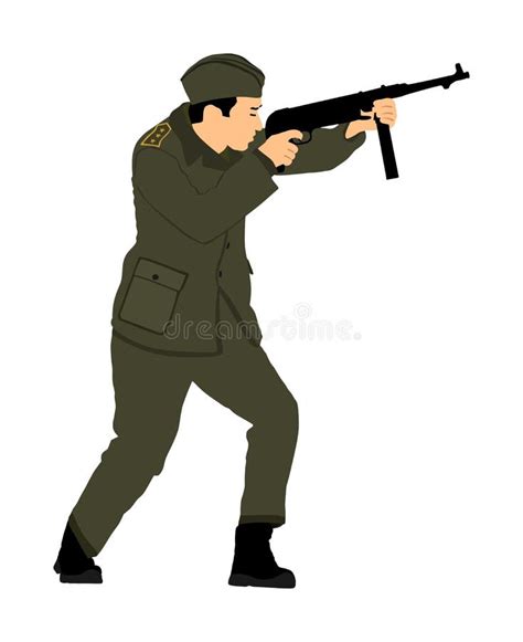 Armeesoldat Des Zweiten Weltkriegs Mit Gewehrvektorillustration Soldat