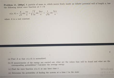 solved problem 11 [200pt a particle of mass m which moves