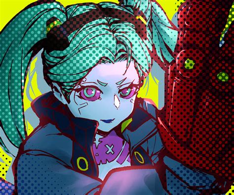 Download Cyberpunk Girlwith Red Robot Arm Wallpaper